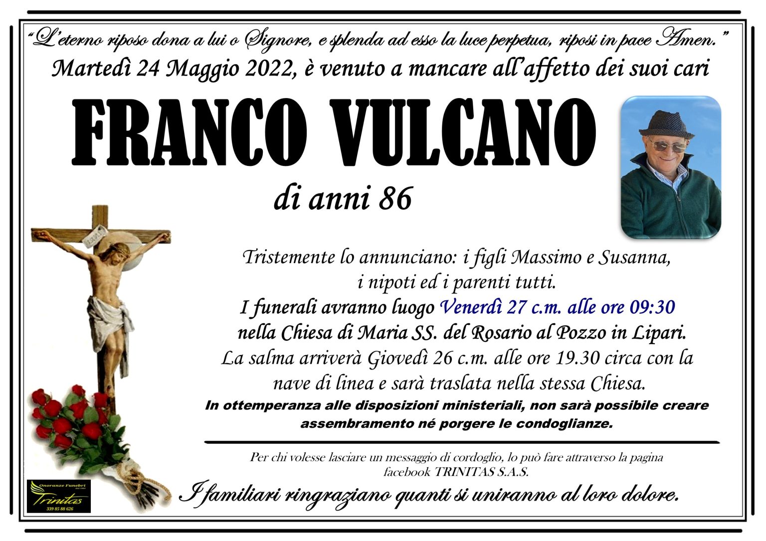 E’ morto Franco Vulcano | Il Giornale di Lipari